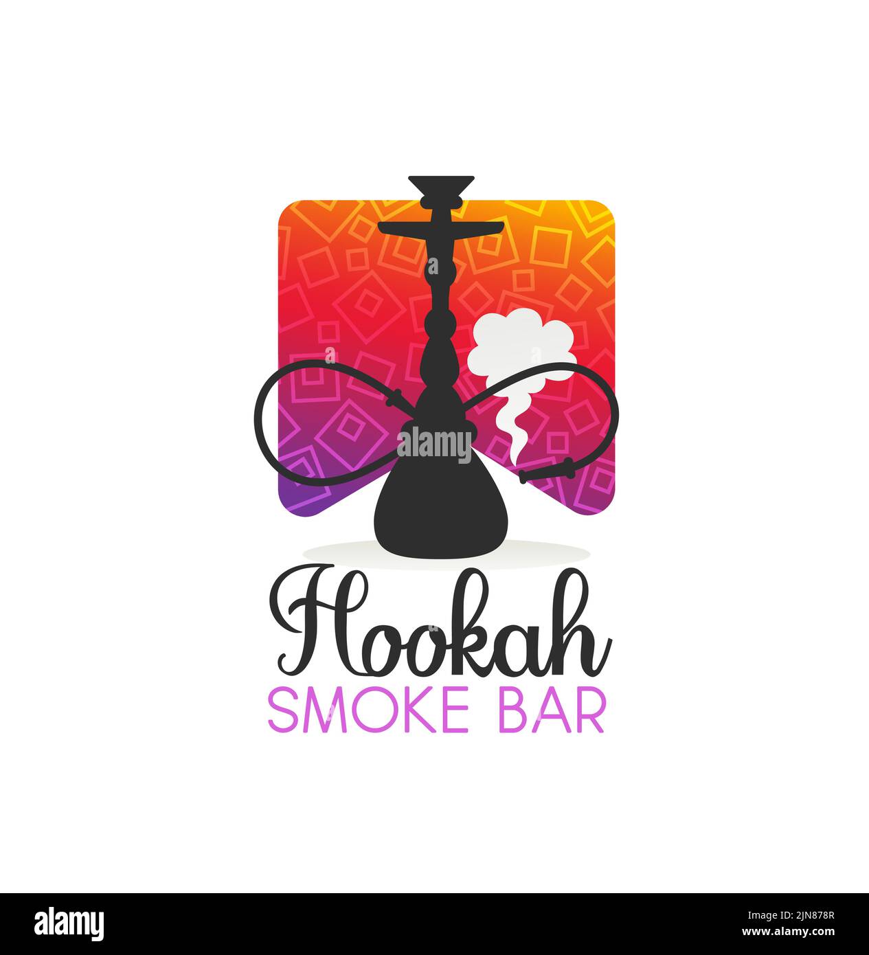 Hookah smoke bar icon of vector shisha or hooka smoking pipe, nargile ...