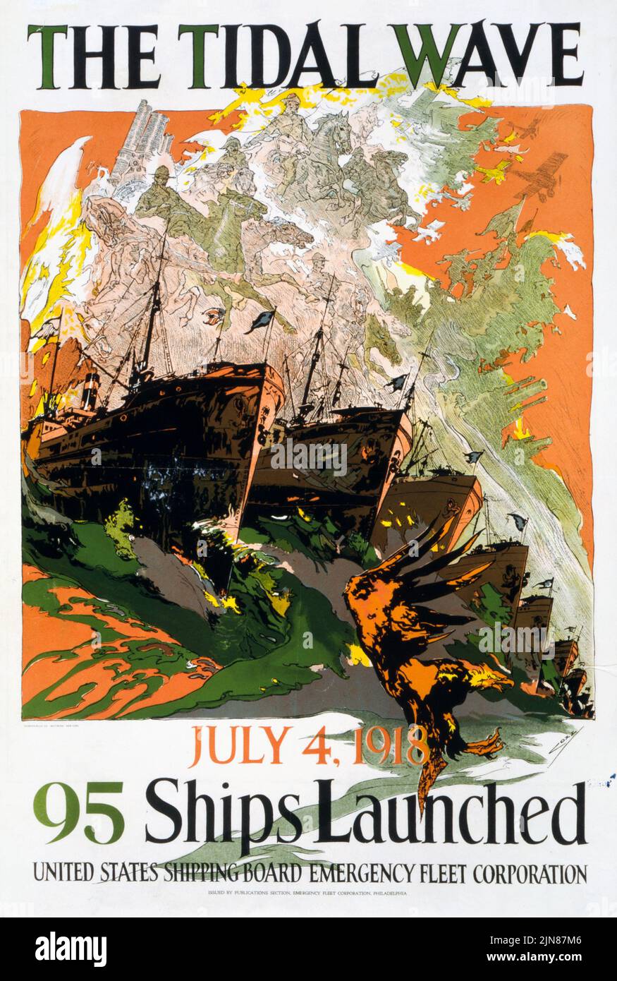 The tidal wave, July 4, 1918, 95 Ships Launched (1918) American World ...