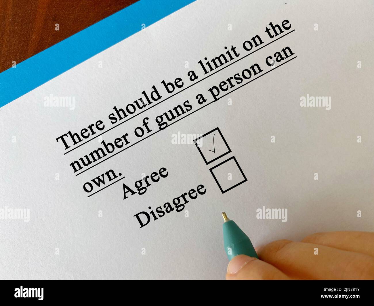 One person is answering question about firearm. The person agrees that ...