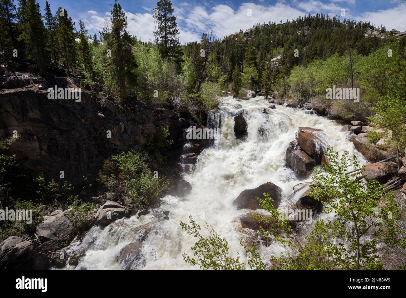 The Middle Popo Agie River flows through Sinks Canyon State Park near ...