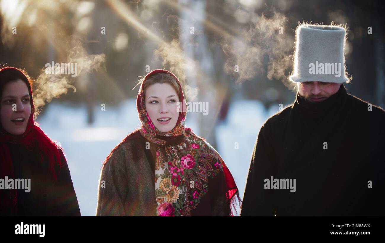 Russian folklore - russian people standing outdoors at winter Stock ...