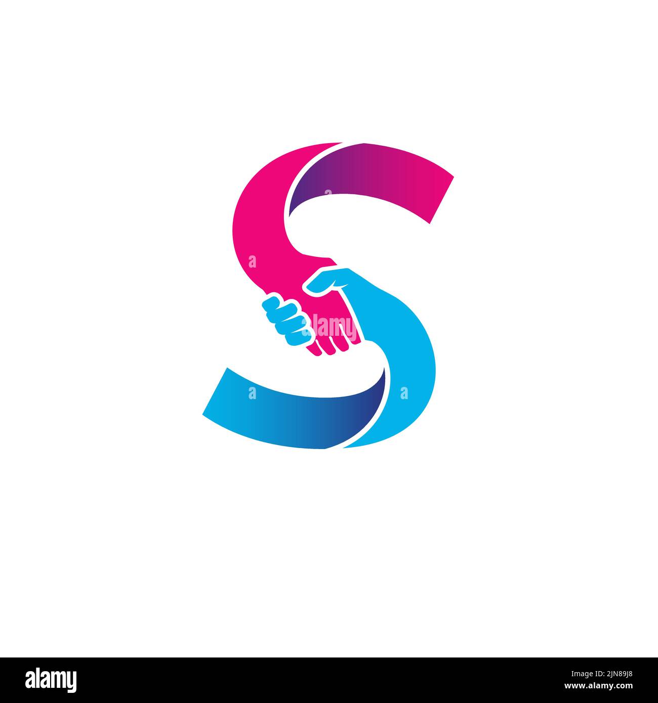 handshake logo isolated on letter S alphabet. Business partnership and ...