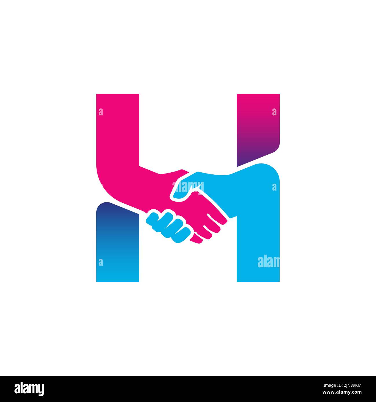 handshake logo isolated on letter H alphabet. Business partnership and ...