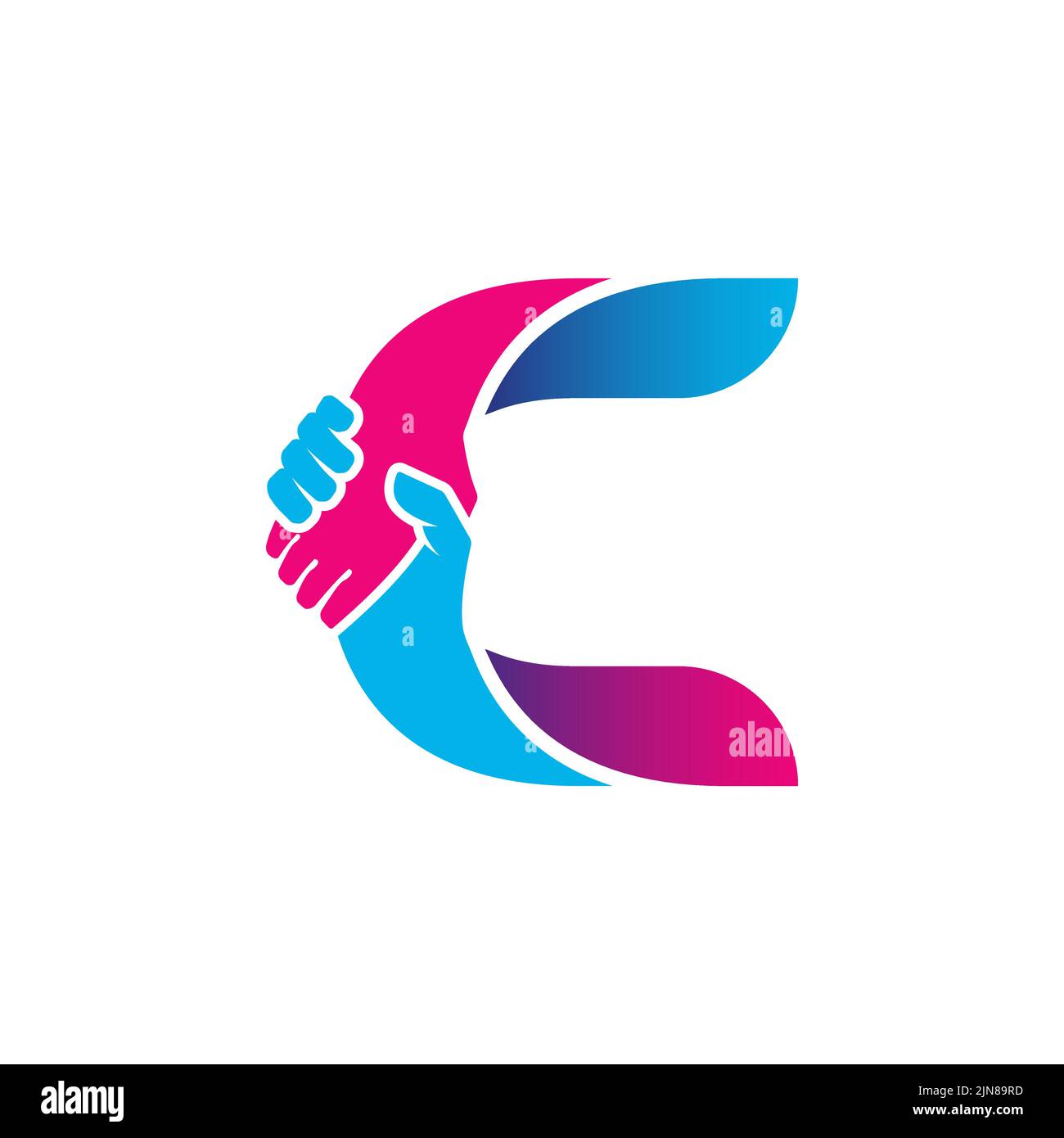 handshake logo isolated on letter C alphabet. Business partnership and ...
