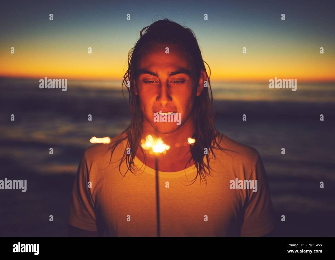 The smallest spark can light the fire deep inside you. a young man ...