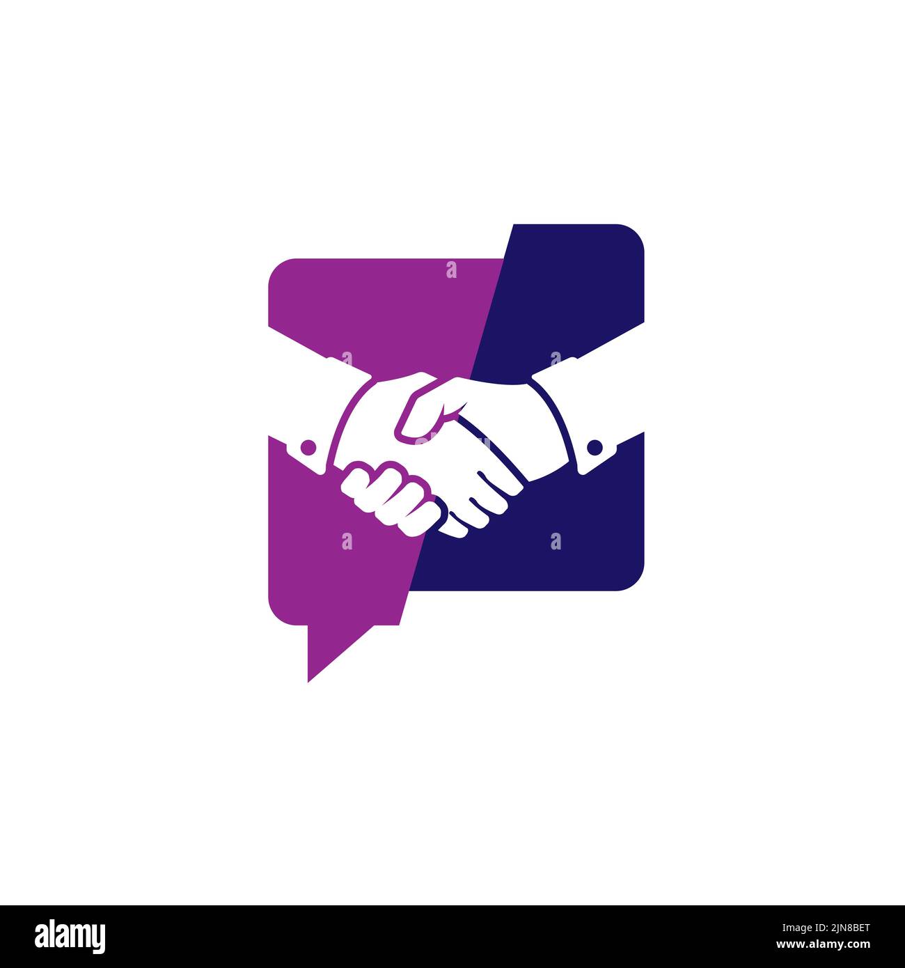 Partnership discussion logo design. Handshake isolated on bubble chat ...