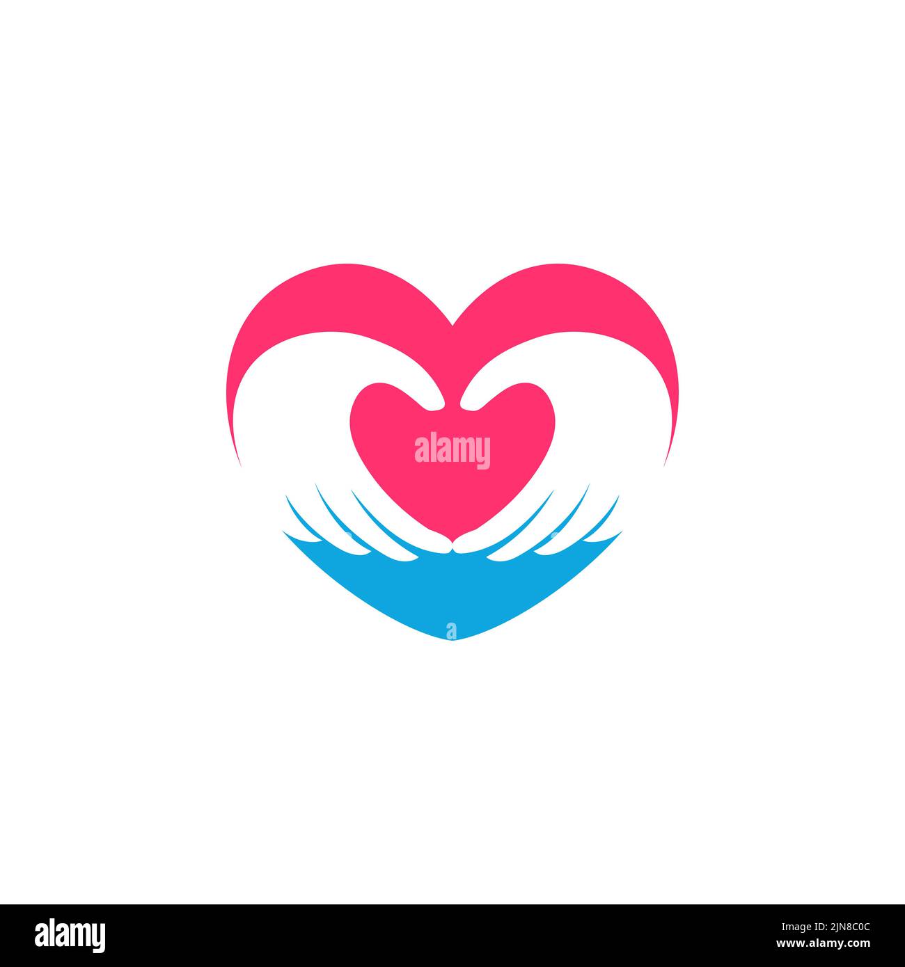 Love care logo design template. Hand with love shape illustration Stock ...