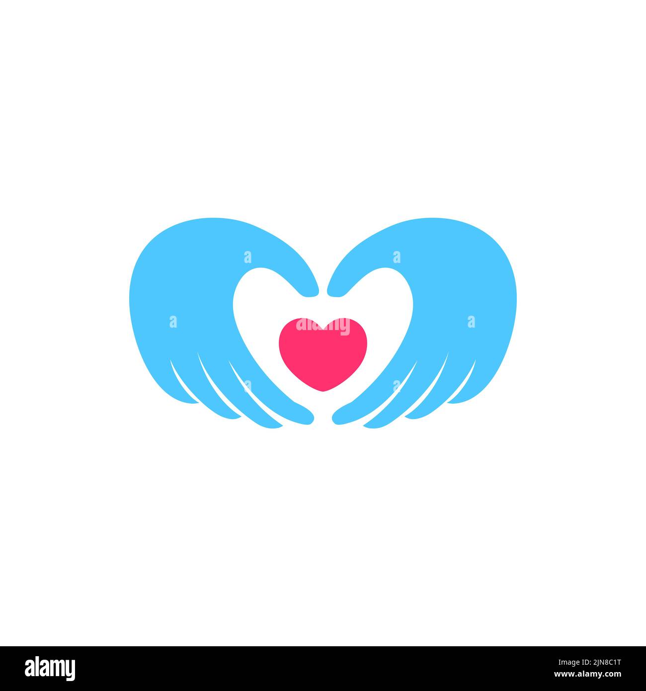 Love care logo design template. Hand with love shape illustration Stock ...