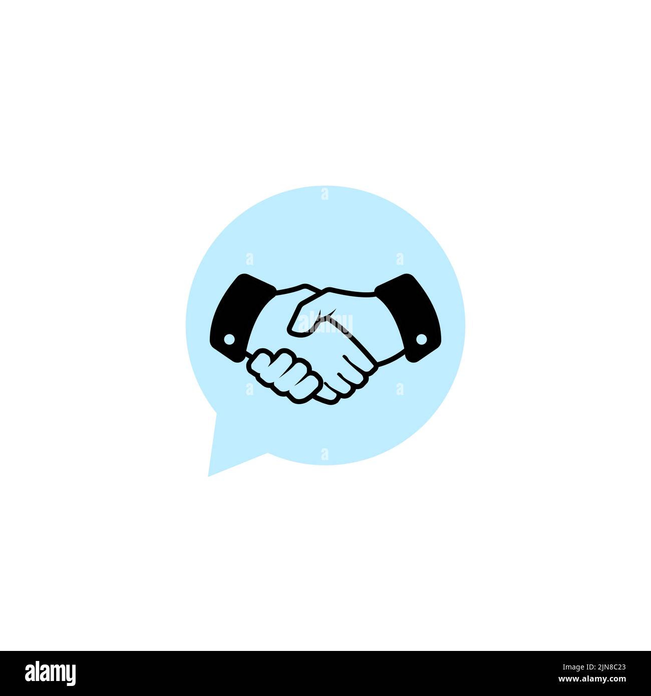 Partnership discussion logo design. Handshake isolated on bubble chat ...