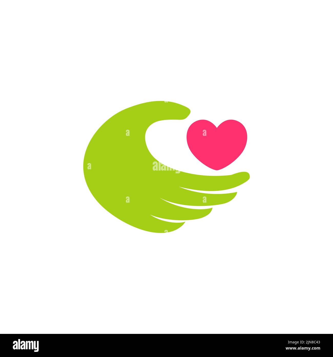 Love care logo design template. Hand with love shape illustration Stock ...