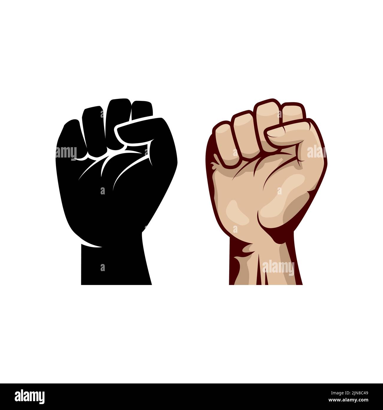 Clenched Fist Hand Vector Silhouette Revolution Illustration For Poster Design Stock Vector