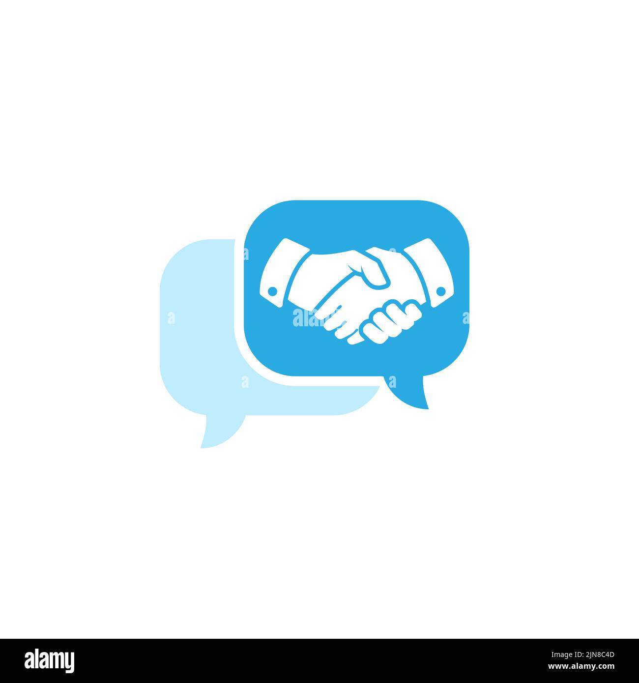 Partnership discussion logo design. Handshake isolated on bubble chat ...