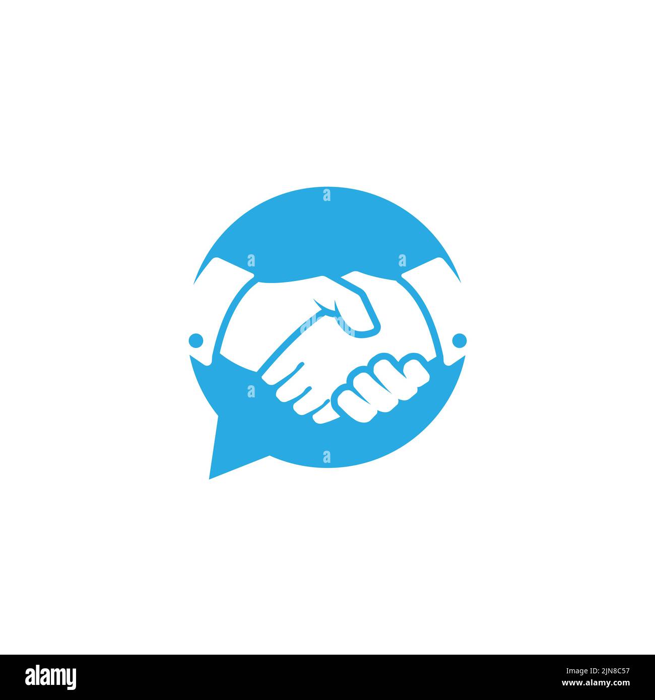 Partnership discussion logo design. Handshake isolated on bubble chat ...
