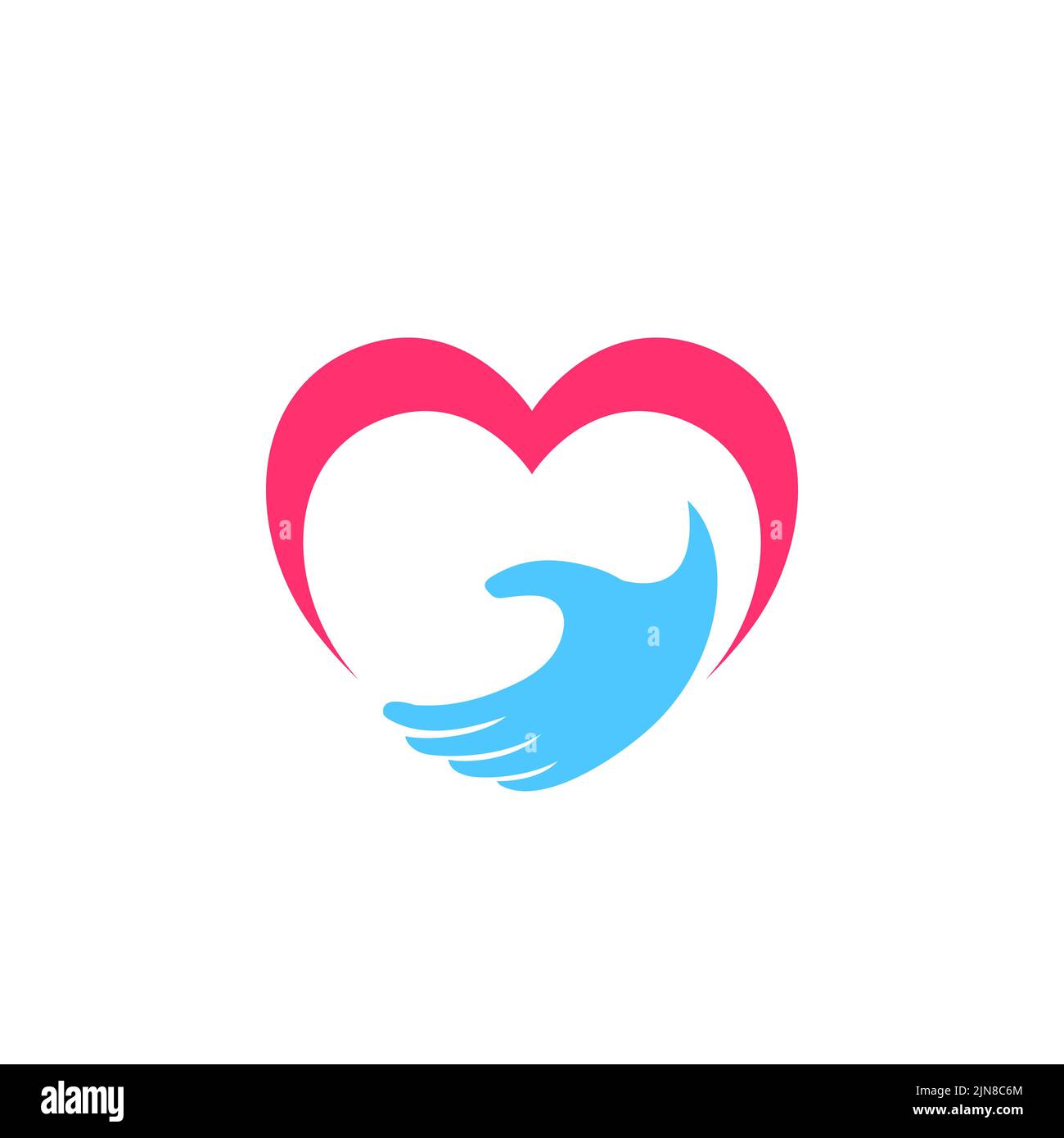 Love care logo design template. Hand with love shape illustration Stock ...