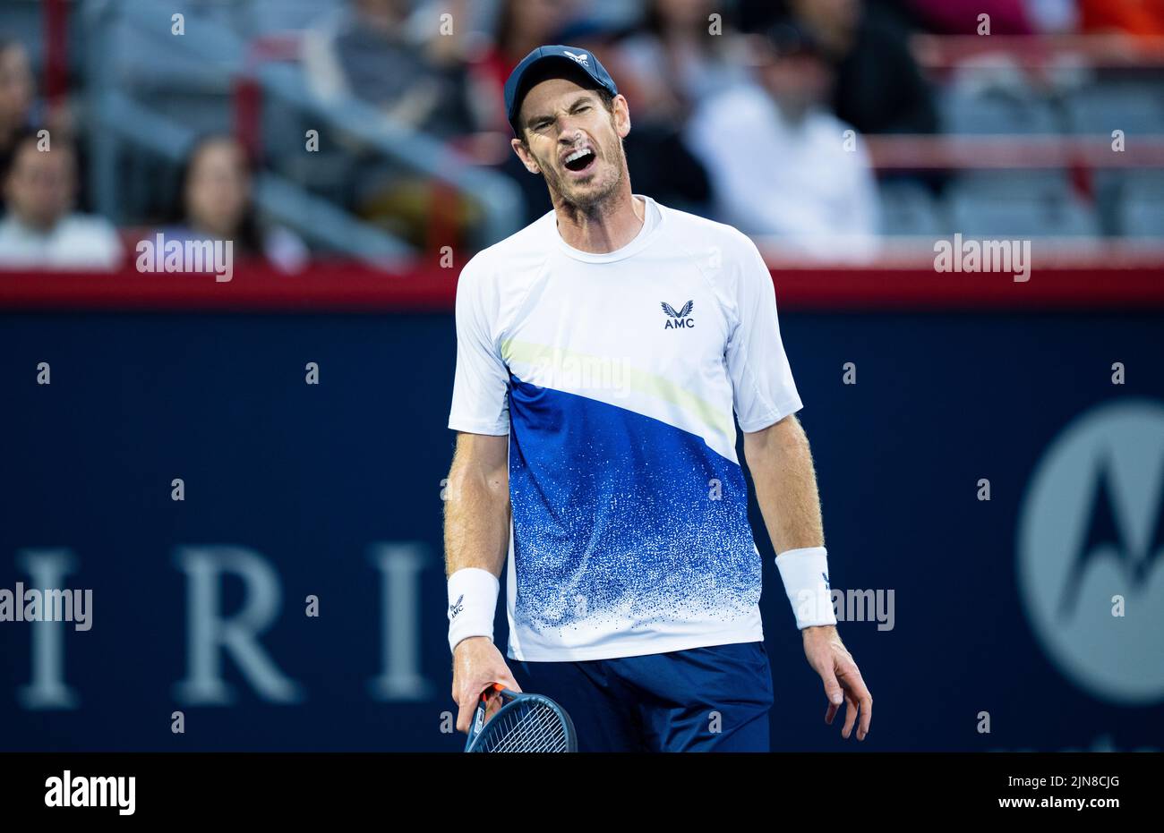 Andy Murray, of Great Britain, reacts as he faces Taylor Fritz, of the ...