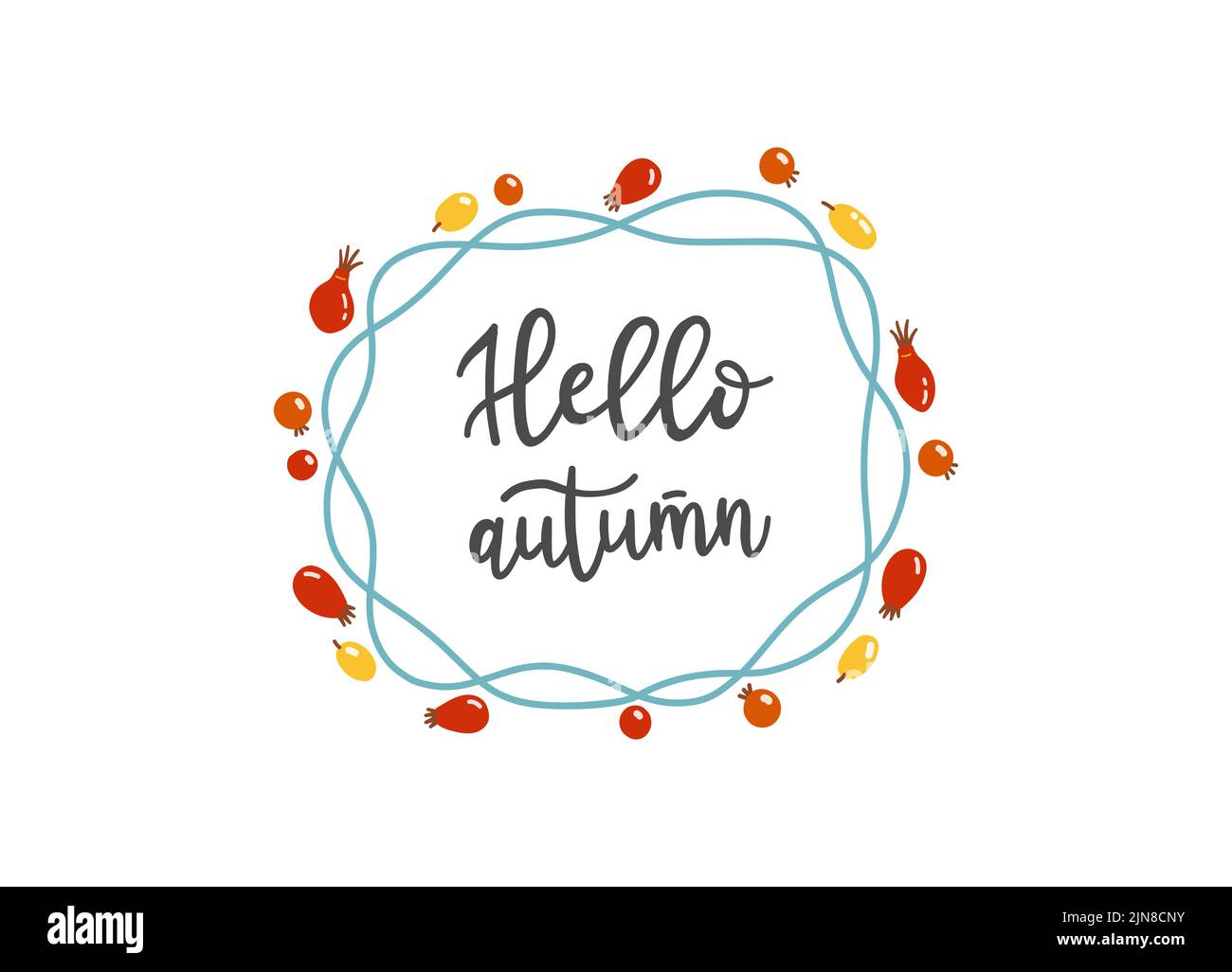 Hello autumn lettering fall season slogan vector Stock Vector Image ...