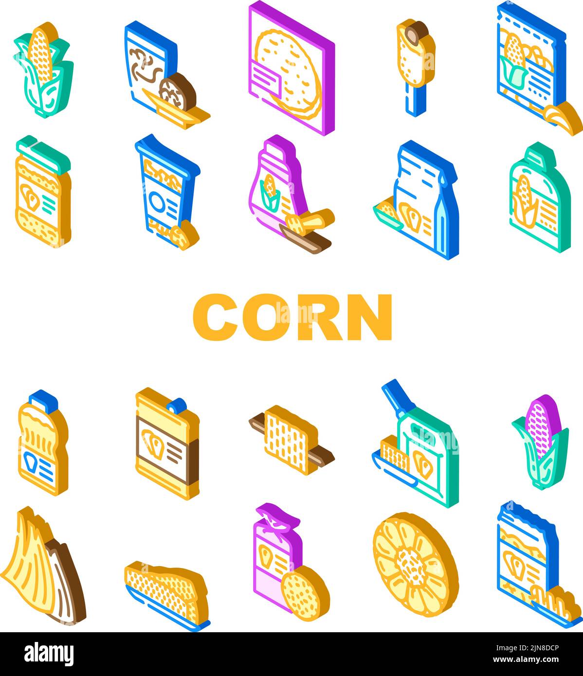 corn maize sweet plant cob icons set vector Stock Vector Image & Art ...