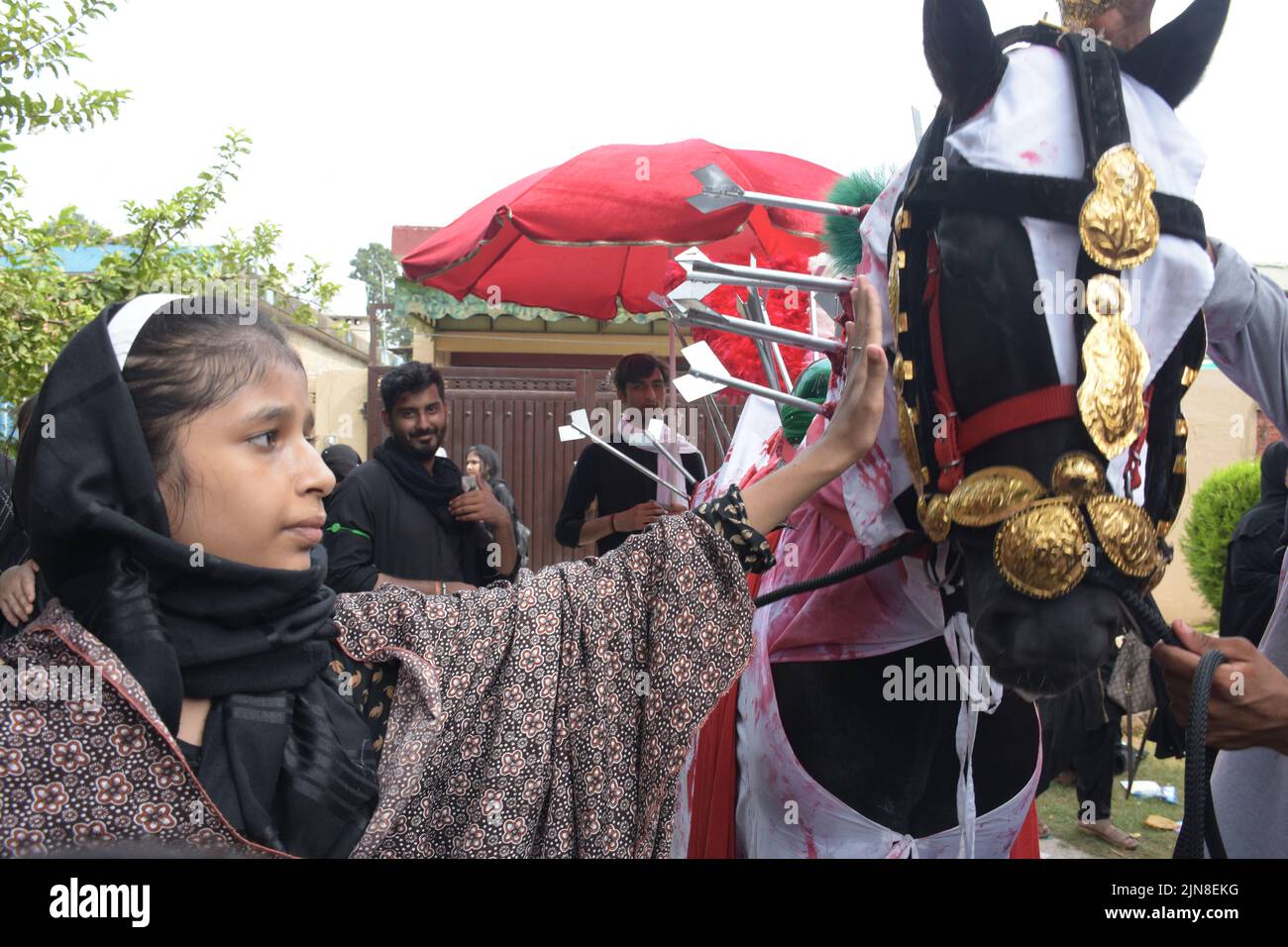 Islamabad, Pakistan. 8th Aug, 2022. Shiite Muslim mourners self ...