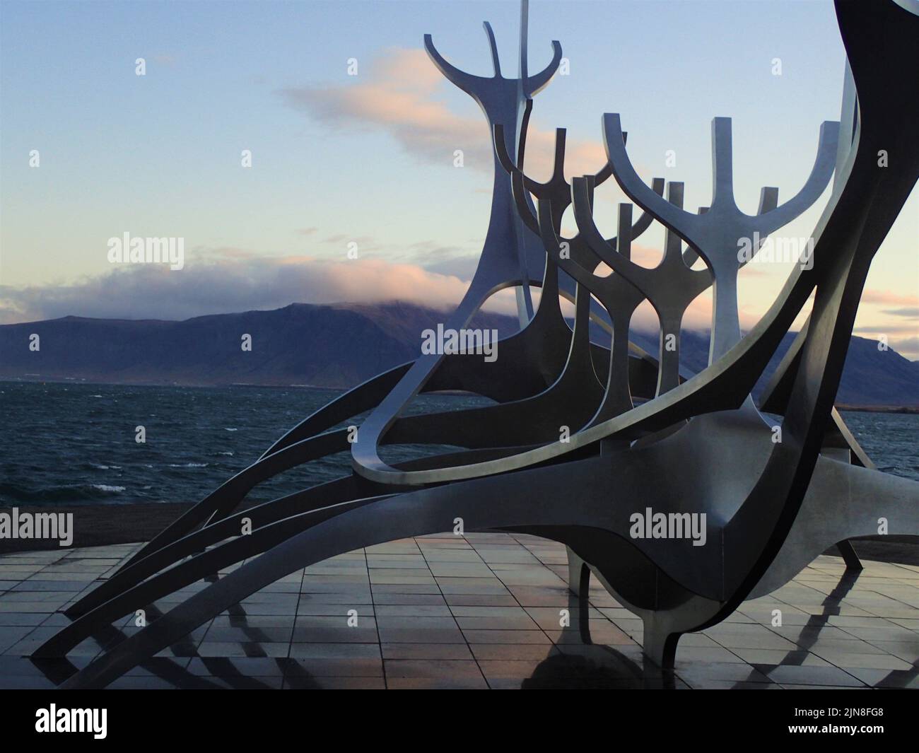 A beautiful Sun Voyager sculpture in Reykjavik, Iceland, with a ...