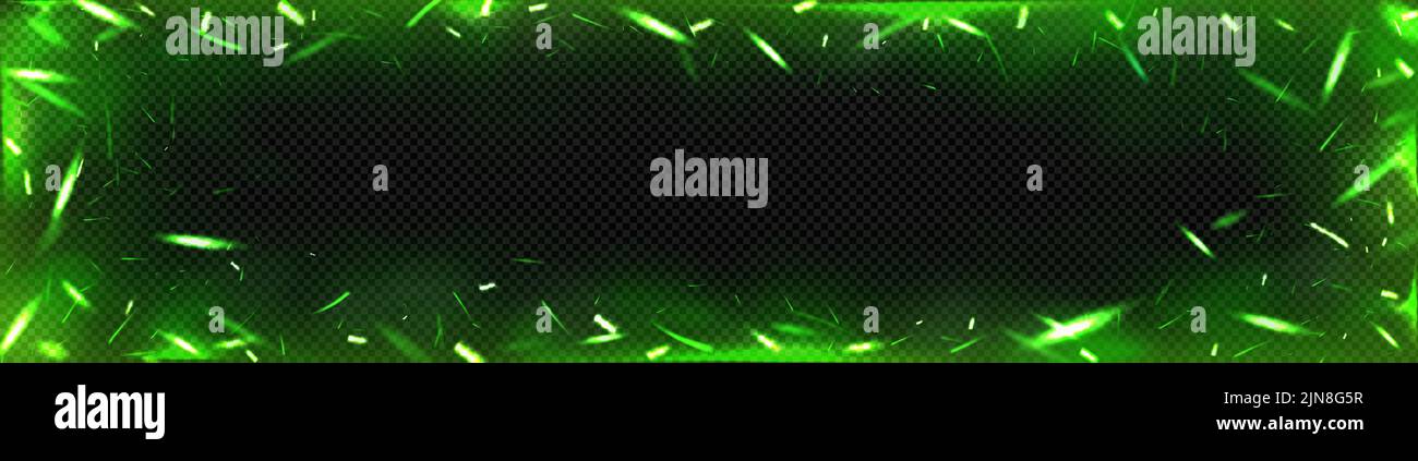Frame of magic green mist with sparkles. flying sparks and shiny ...