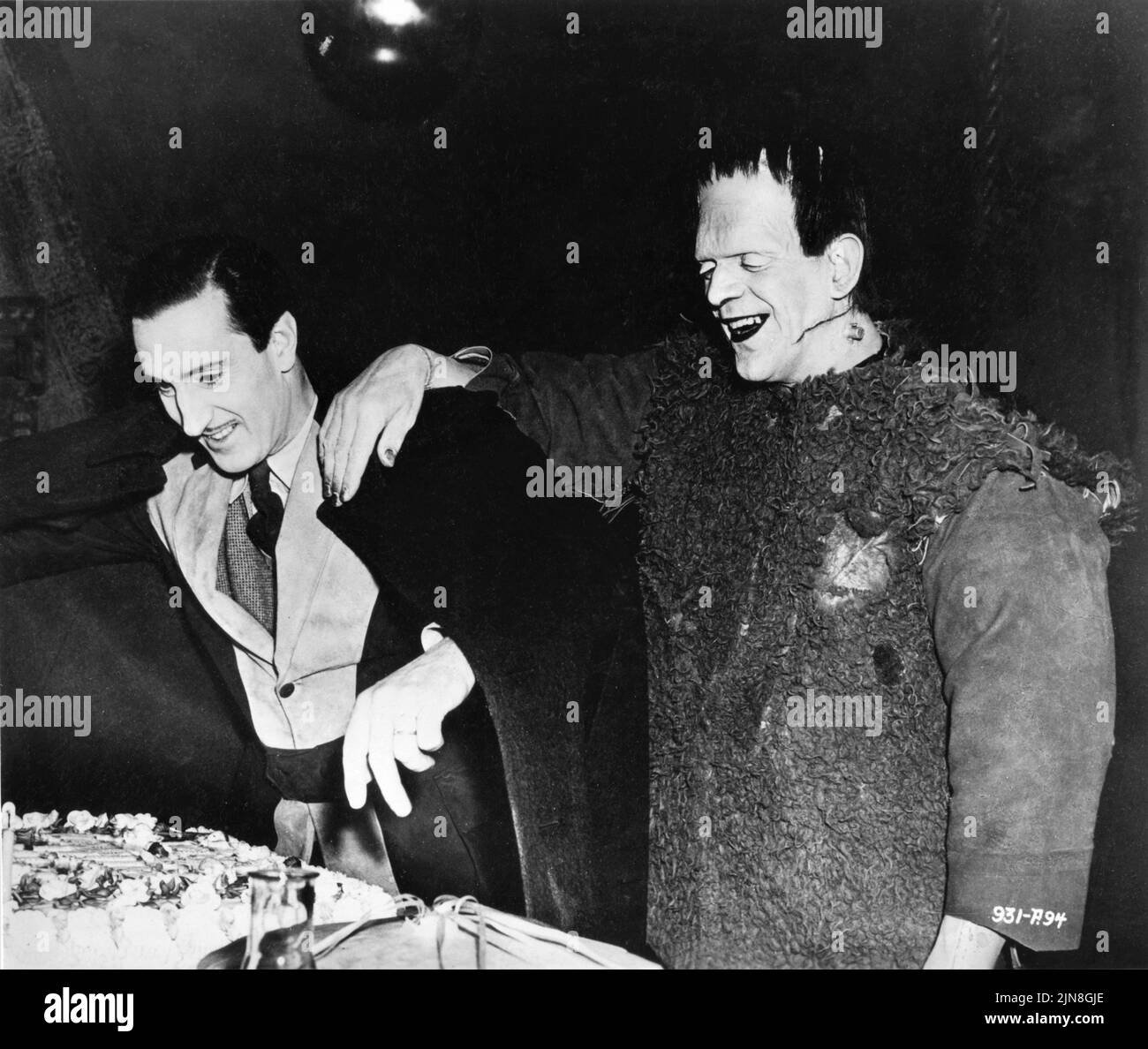 BASIL RATHBONE and BORIS KARLOFF (celebrating his 51st Birthday on ...