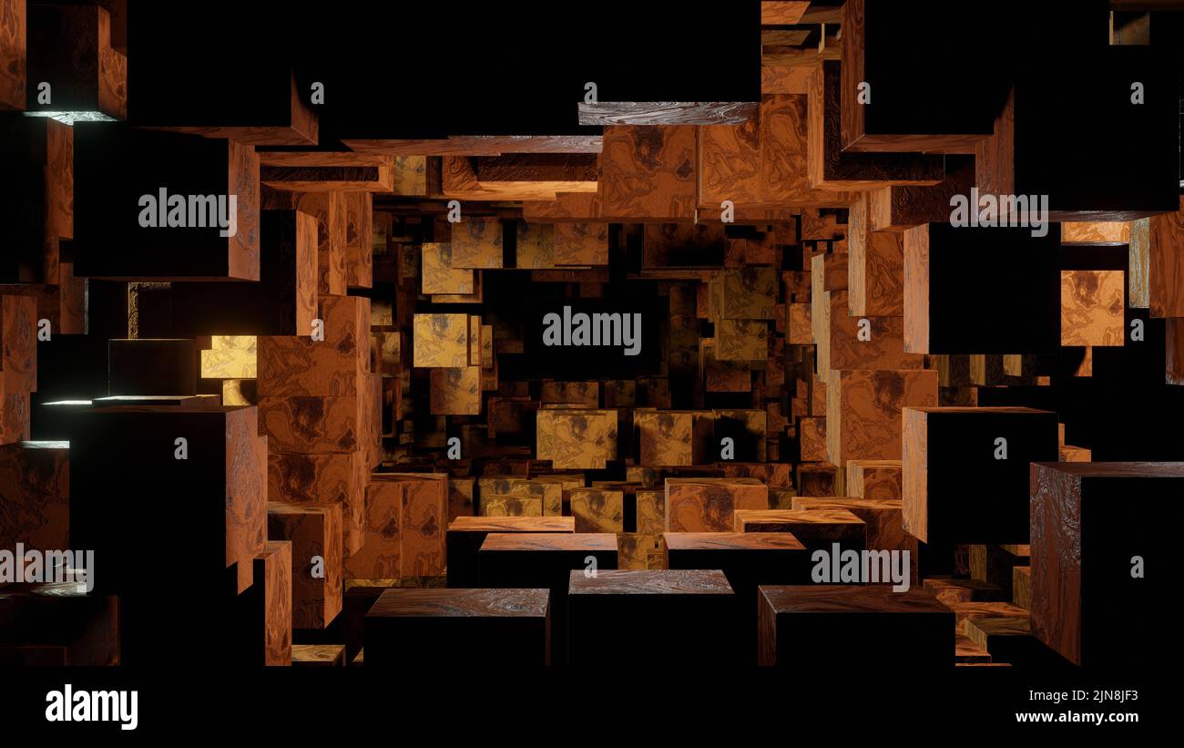 wood block wall cubic texture background . Modern contempolary woodwork ...