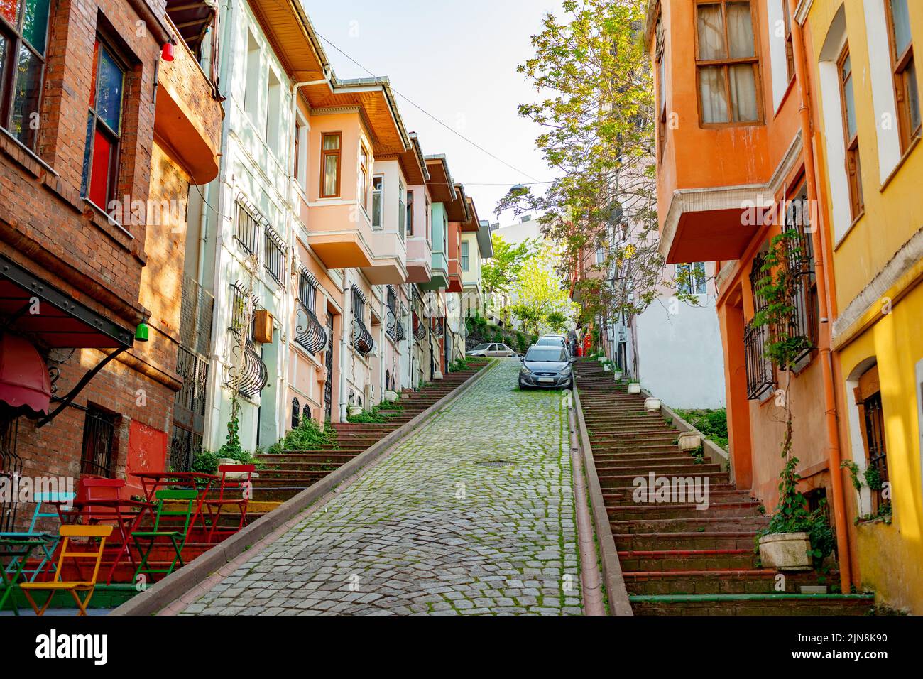 Street view in Balat district in Istanbul Stock Photo - Alamy