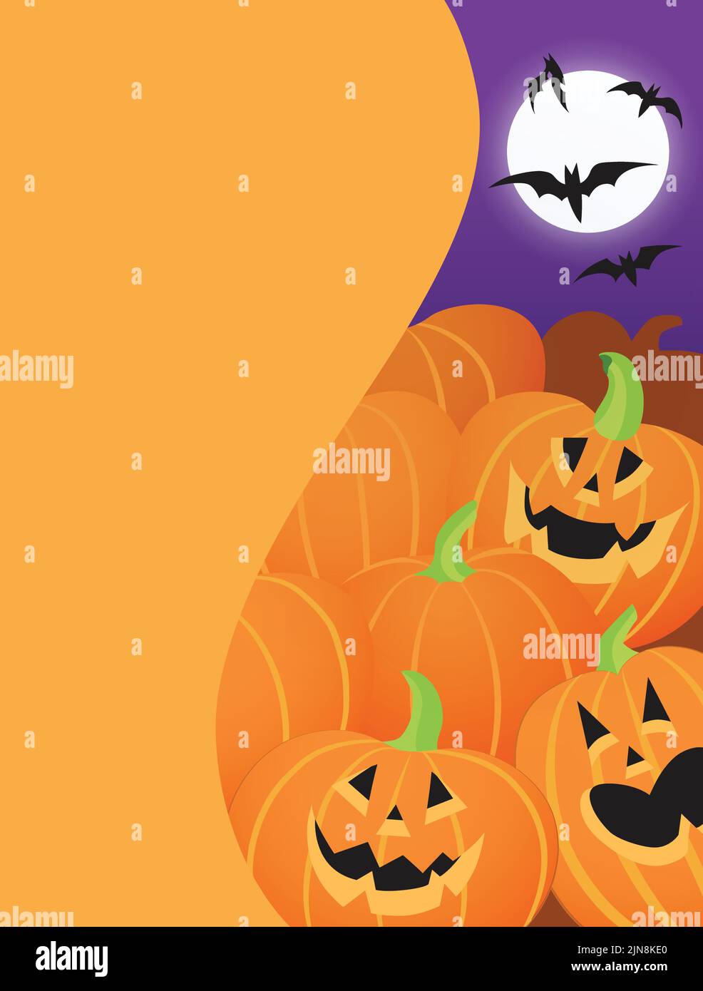 Halloween party poster vector. Carved pumpkins with a night sky in ...