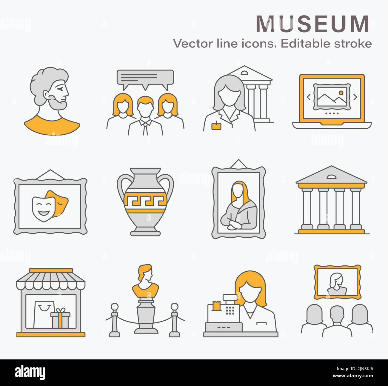 Museum icons, such as gallery, exhibit, culture, antique and more ...