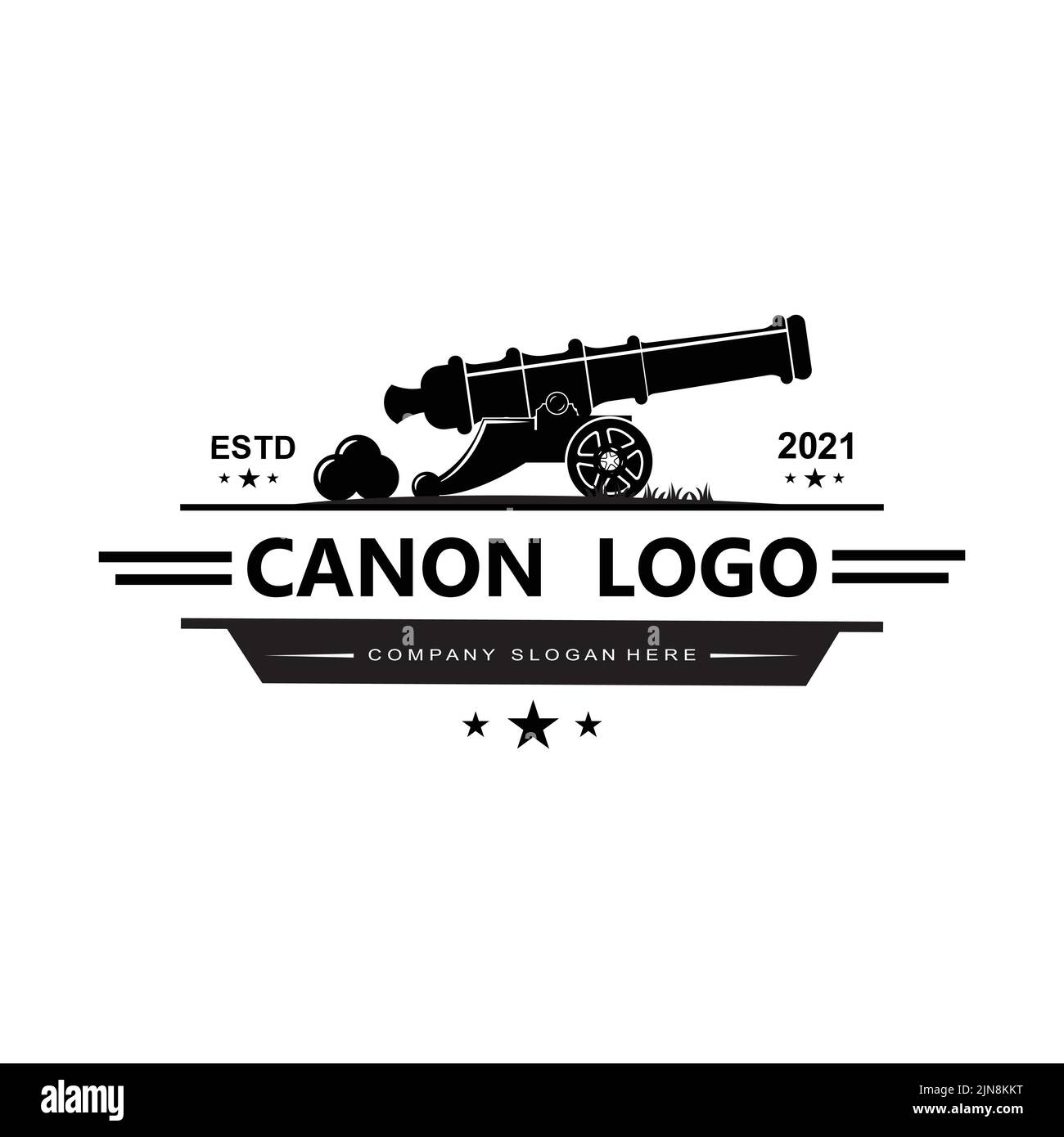 cannon logo vector icon, army war weapon, bomb, explosive device, royal ...
