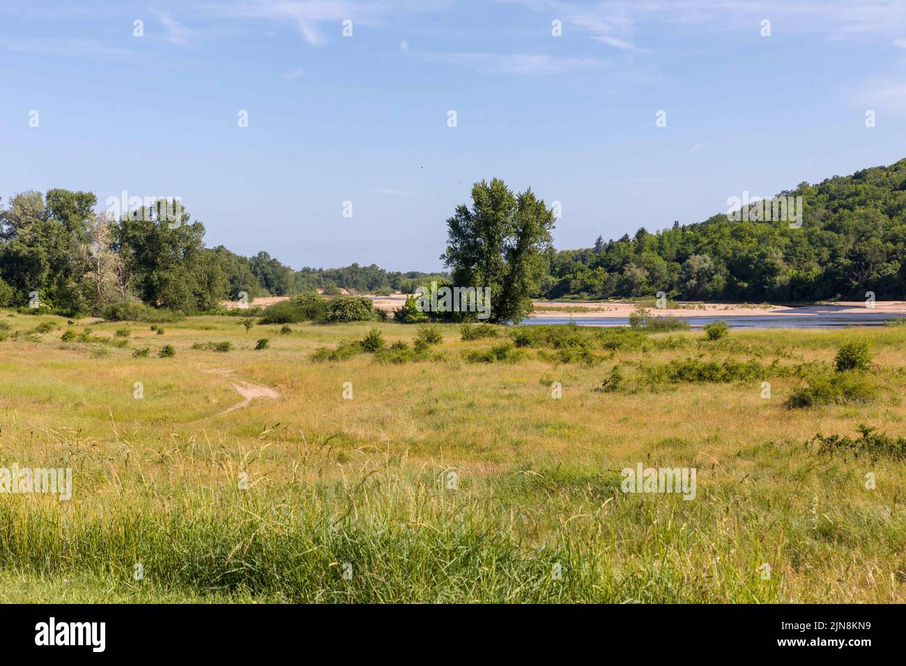 A view of the sensitive natural area of Bec d’Allier, Cuffy, France on ...