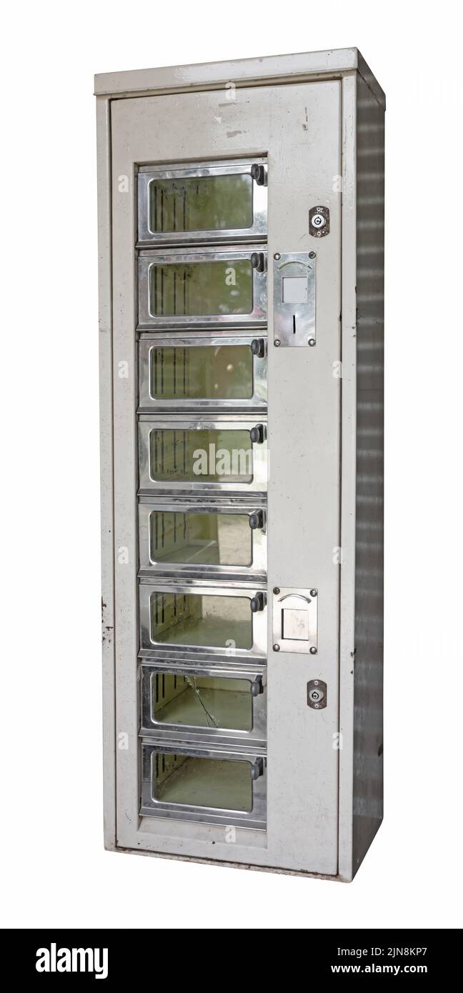 Very old empty vending machine, isolated on white Stock Photo - Alamy