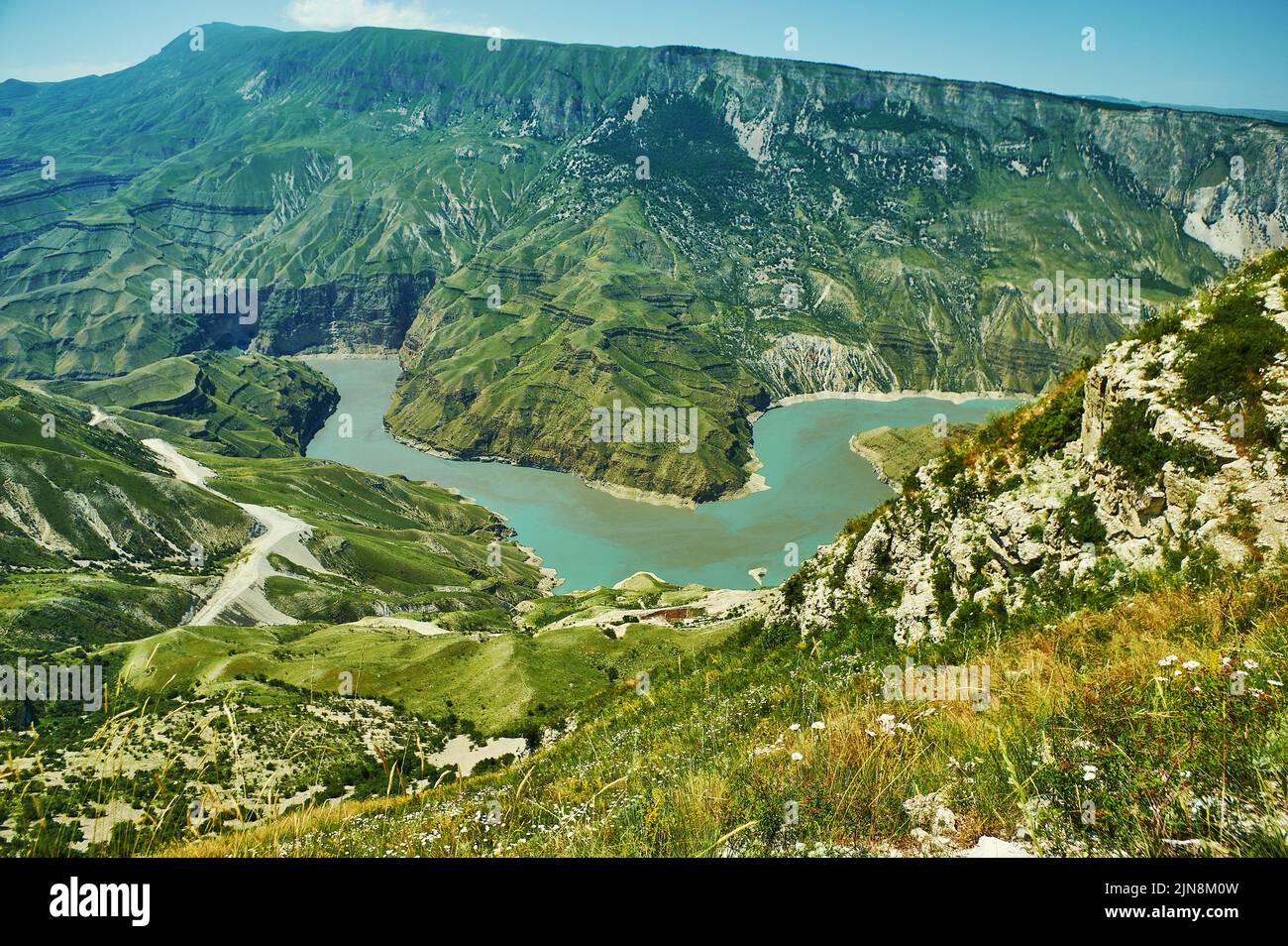 Sulak Canyon, steep-sided deepest canyon in Europe carved by the Sulak ...