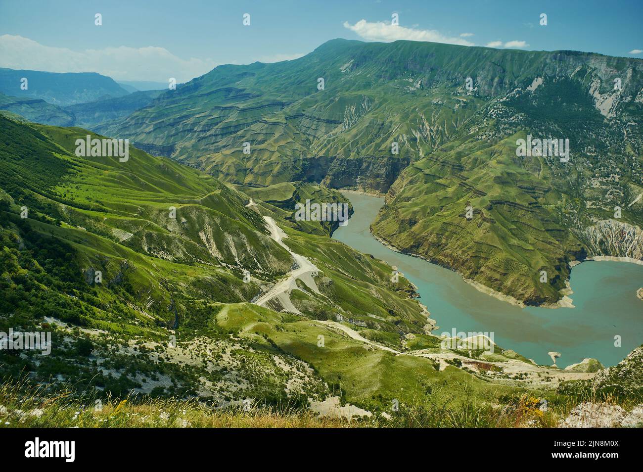 Sulak Canyon, steep-sided deepest canyon in Europe carved by the Sulak ...