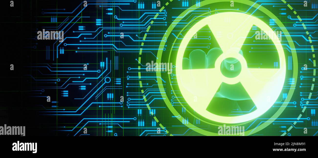 Futuristic frame, radiation sign toxic sign in modern banner background ...
