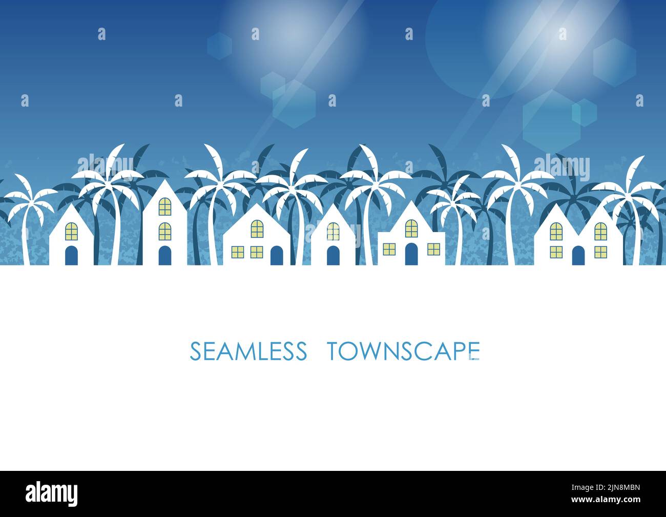 Seamless Townscape With Text Space, Vector Illustration. Horizontally ...