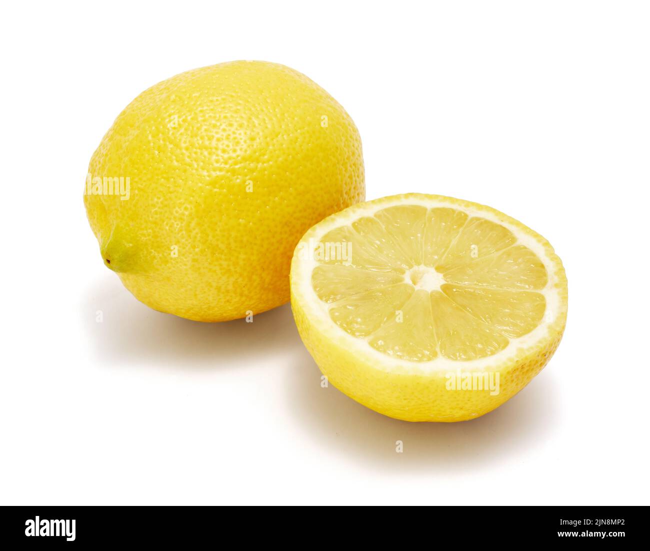 Natural Lemon fruit with cut in half isolated on white background Stock ...