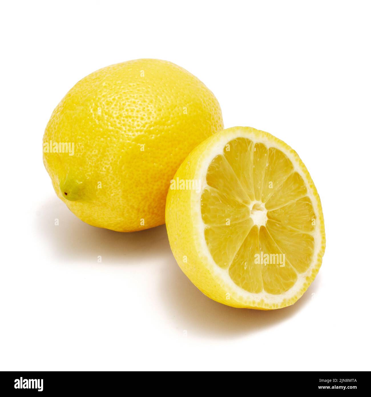 Natural Lemon fruit with cut in half isolated on white background Stock ...