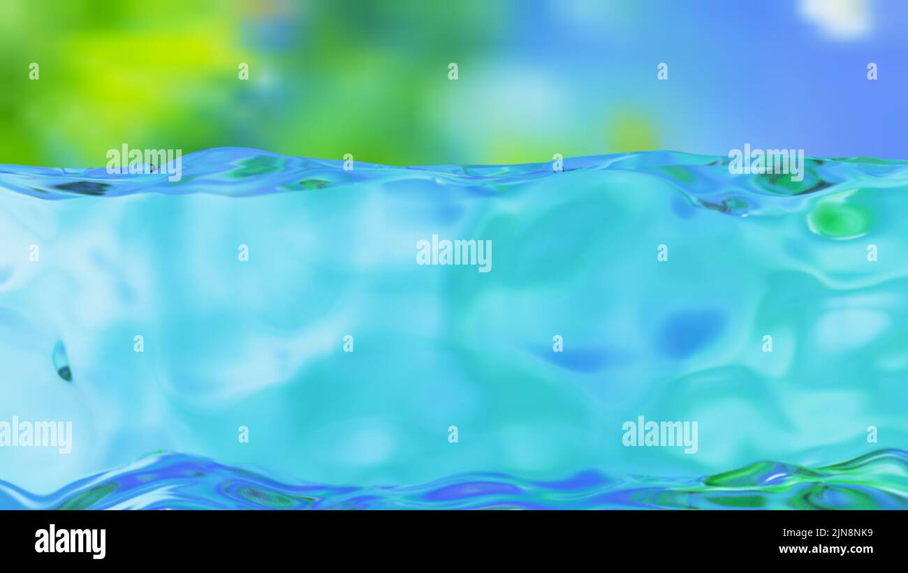 The abstract design of water split line with underwater. 3D rendering ...