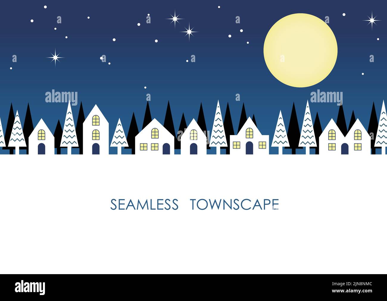 Seamless Townscape With Text Space Isolated On A White Background ...