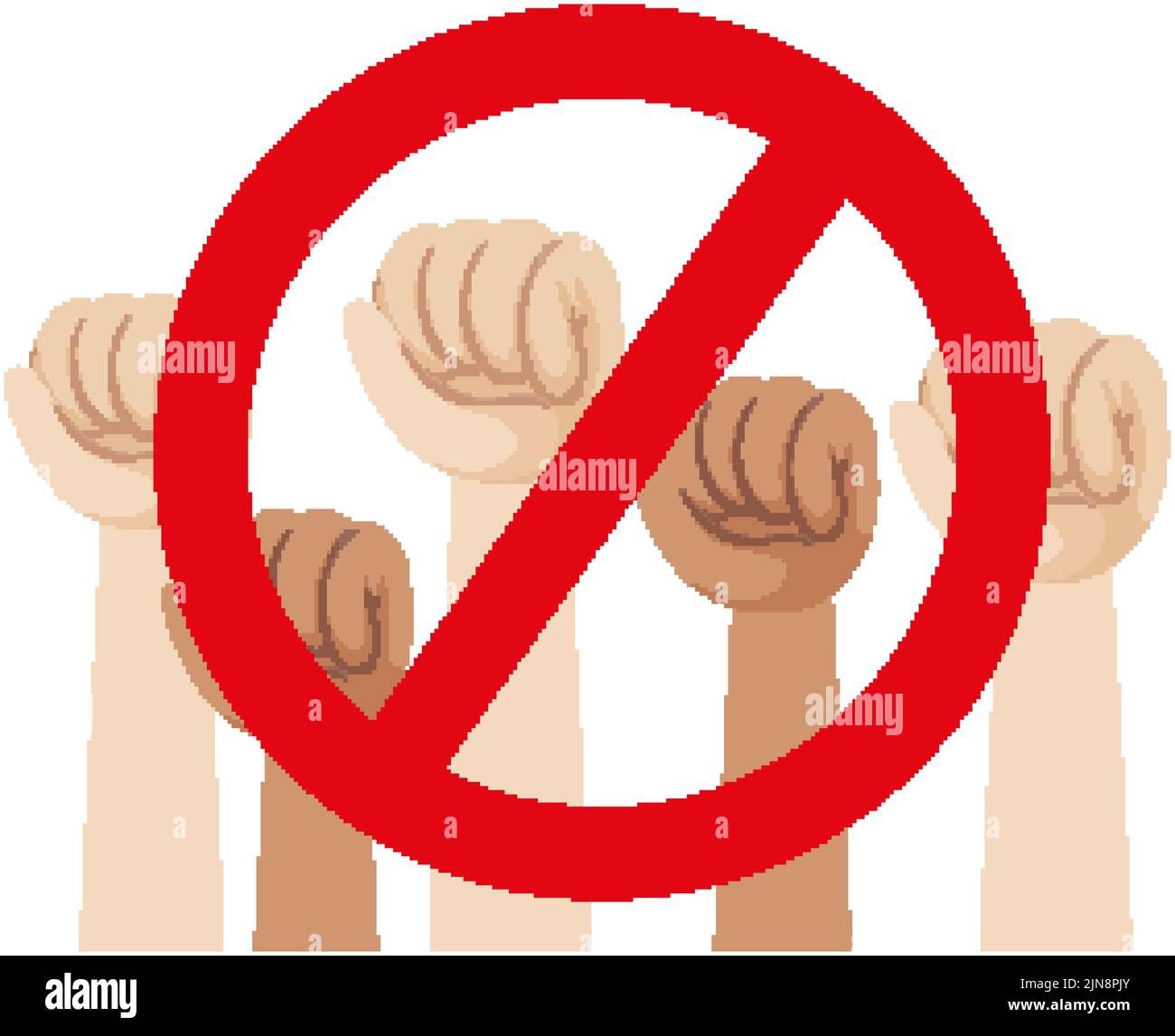 Prohibited sign with fist hands illustration Stock Vector Image & Art ...