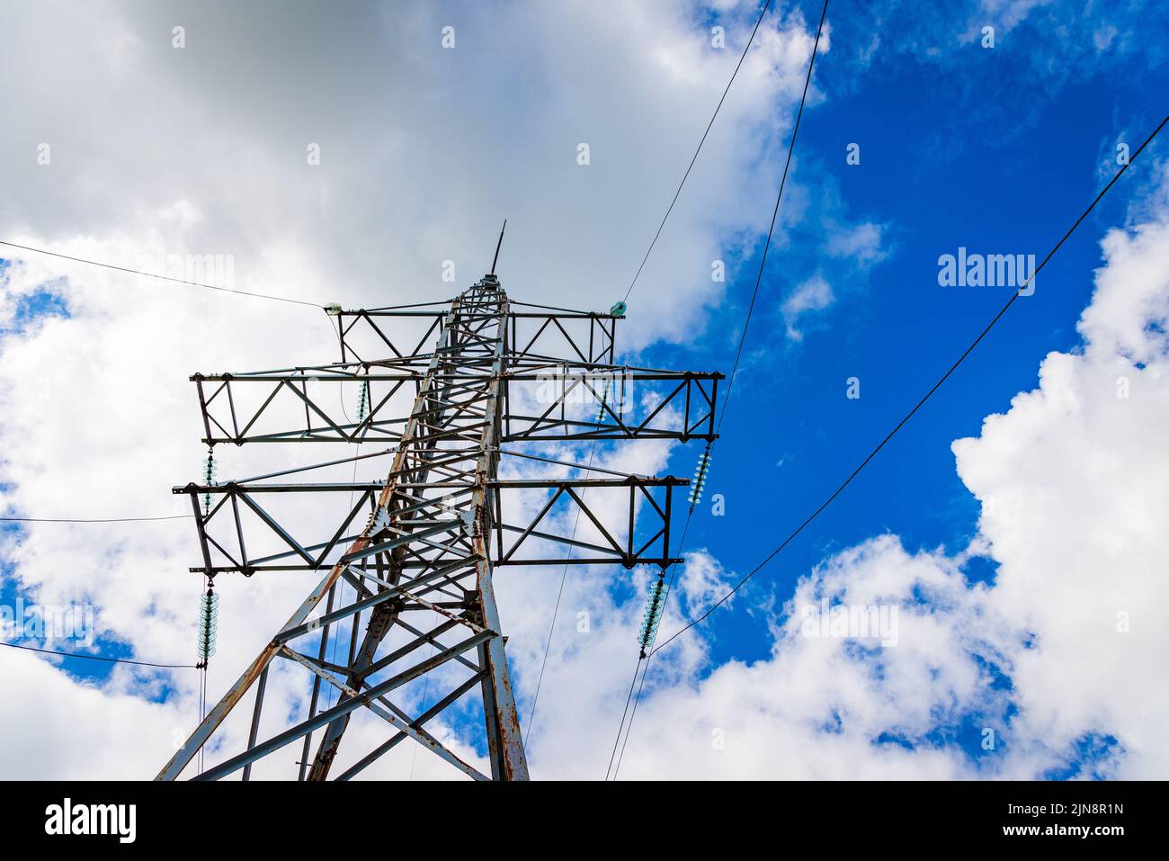 High voltage power switchgear station, high voltage power line, line ...