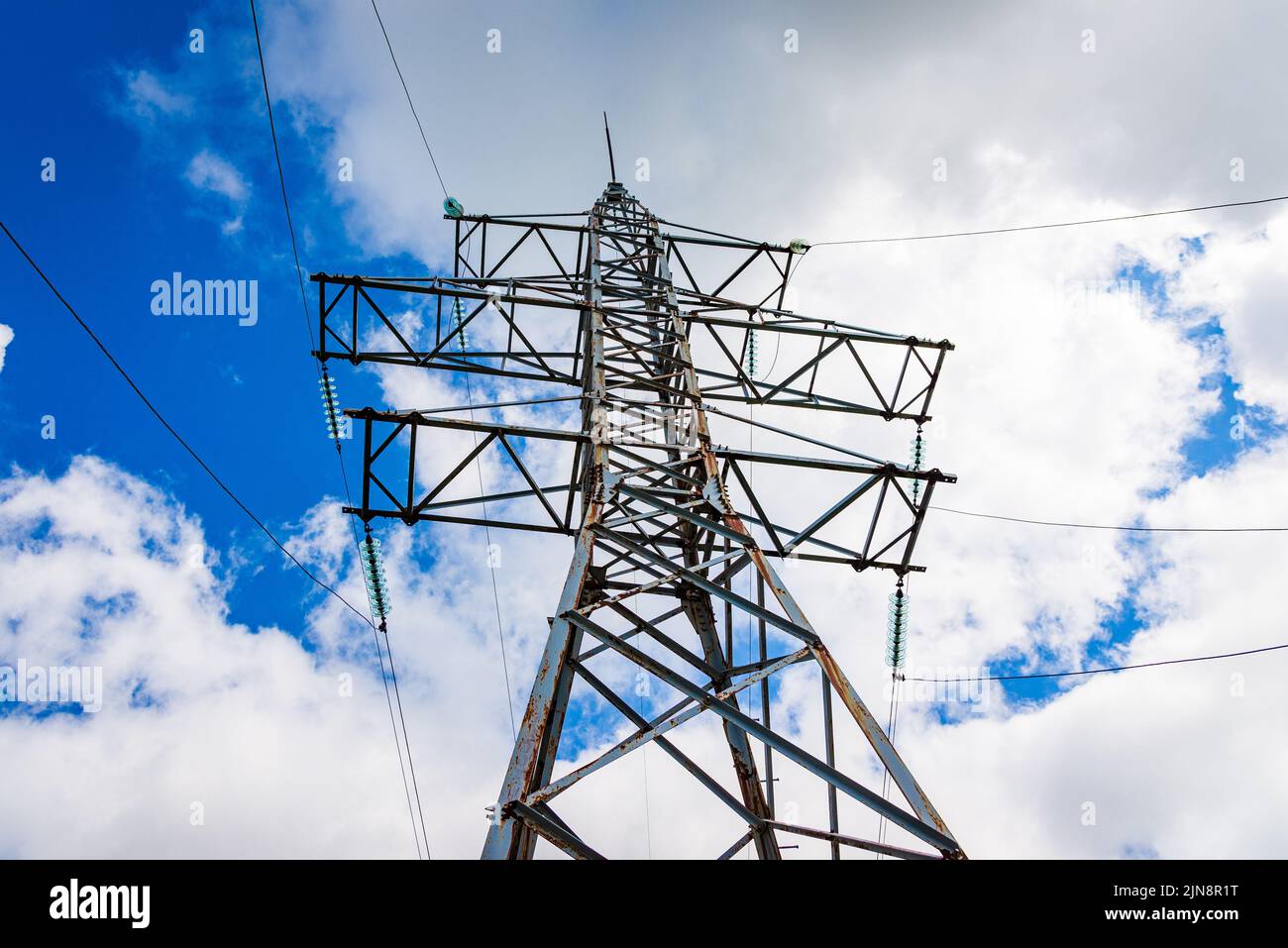 High voltage power switchgear station, high voltage power line, line ...