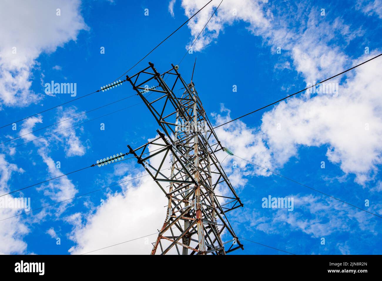 High voltage power switchgear station, high voltage power line, line ...