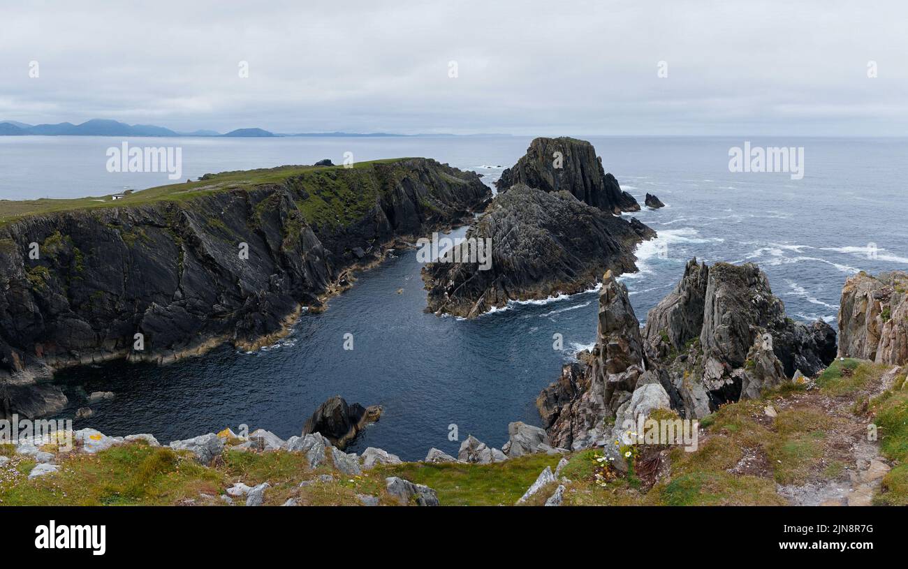 A panorama view of Malin Head and the northernmost point of Ireland ...
