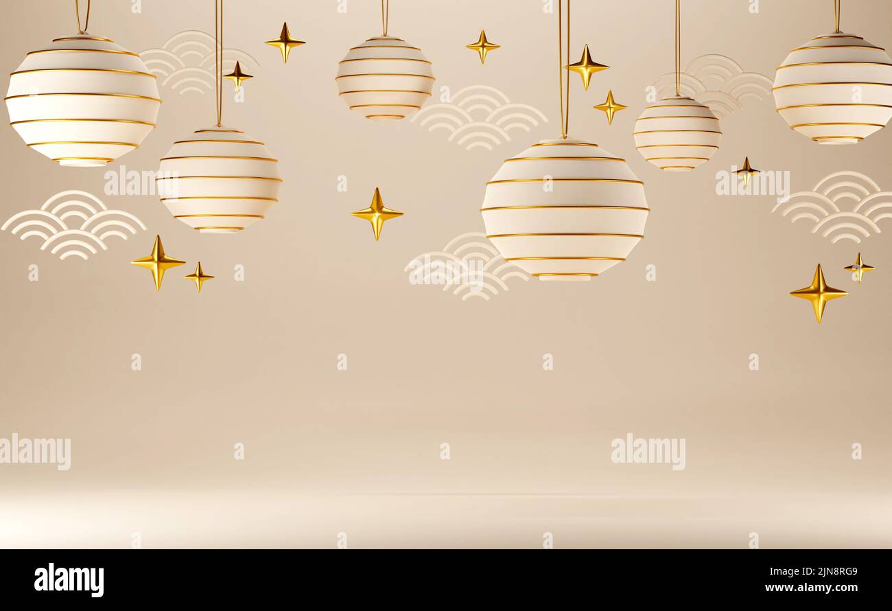 Chinese beige luxury background with pedestal, podium, round stage ...