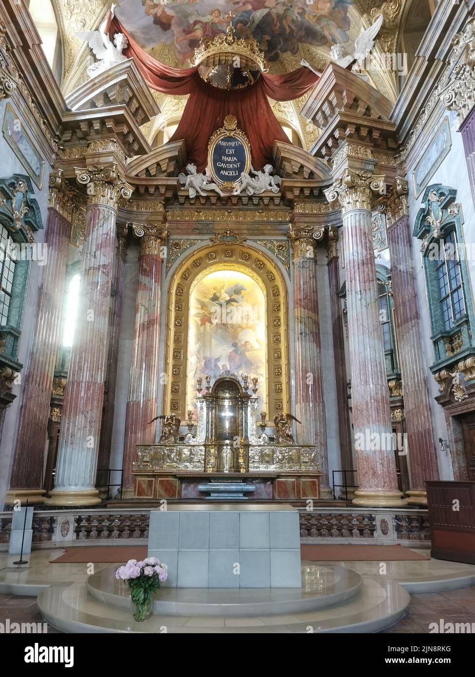 A vertical shot of the altar at the Jesuit Church in Vienna, Austria ...
