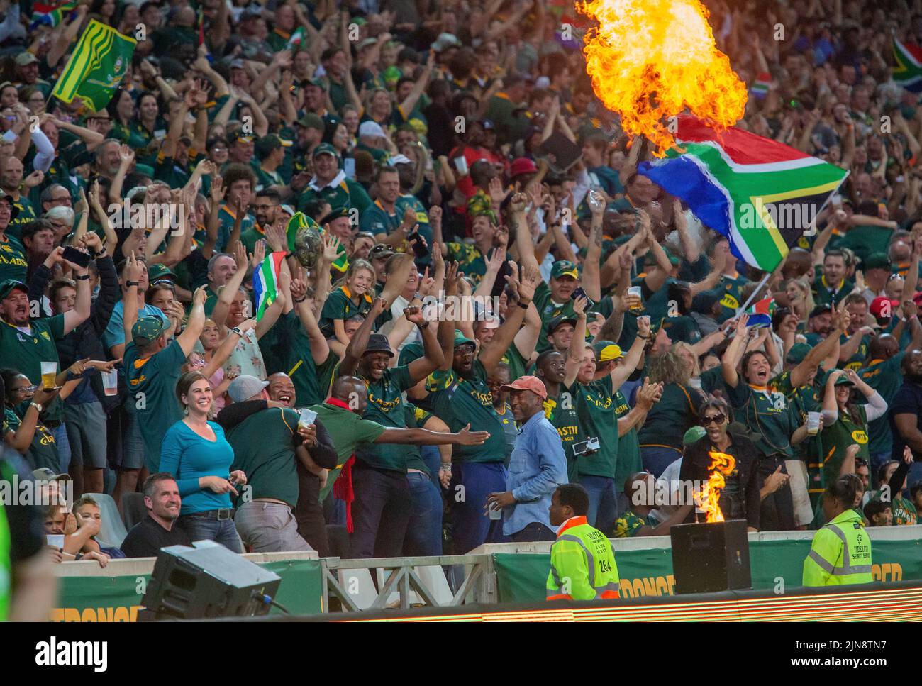 Jubilant fans celebrating a Springbok win against the All Blacks. 6 August 2022. Springbok Rugby ...