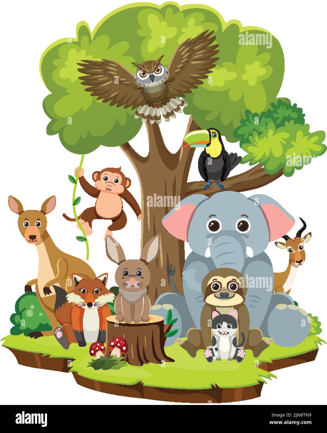 Monkeys in tree cartoon Stock Vector Images - Alamy