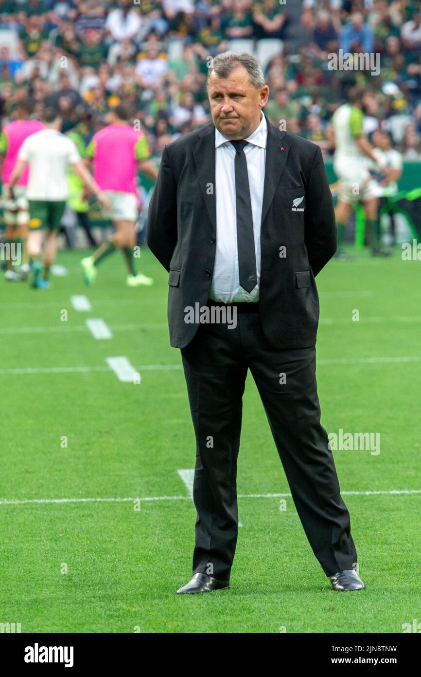 New Zealand's coach Ian Foster watching hte warm ups ahead of the Rugby ...